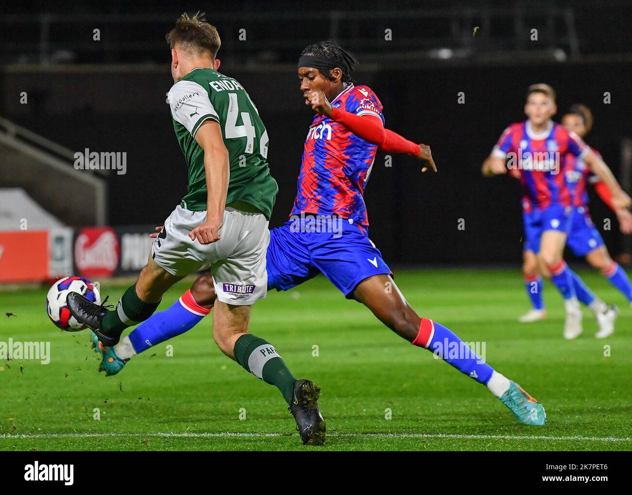 Plymouth Argyle midfielder Jack Endacott (42) crosses the ball during ...