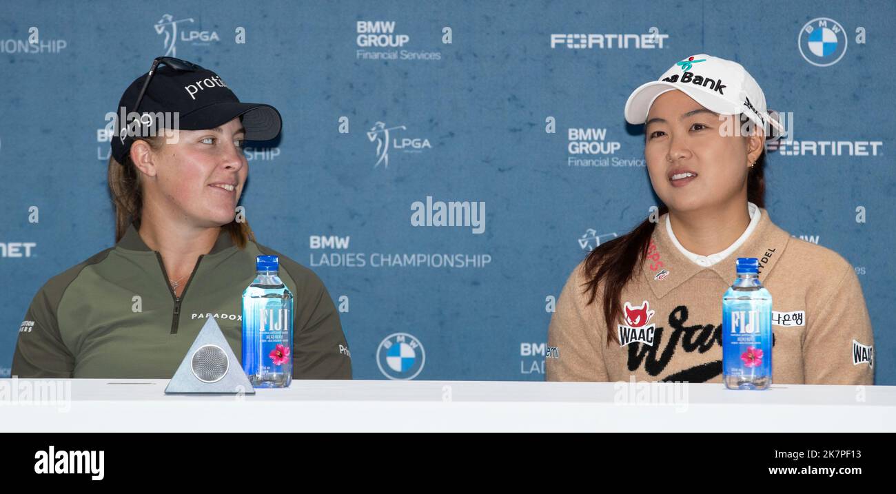 18 October 2022 - Wonju, South Korea : Jennifer Kupcho of U.S.A. and Minji Lee of Australia ...