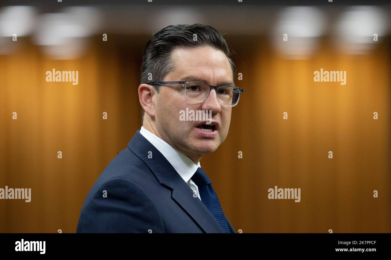 Conservative leader Pierre Poilievre rises during Question Period ...