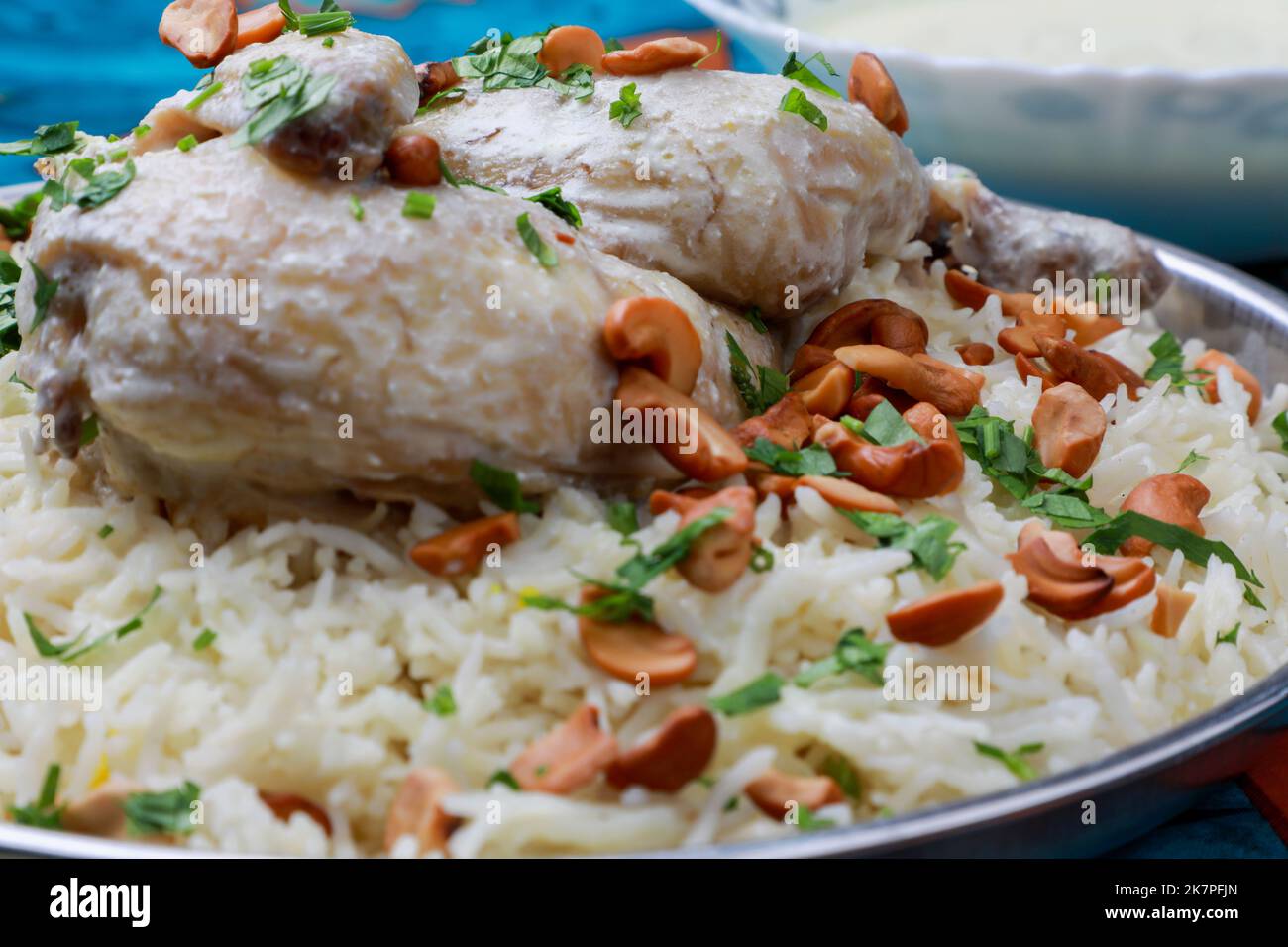 Chicken Cashew White Rice Biryani Stock Photo - Alamy