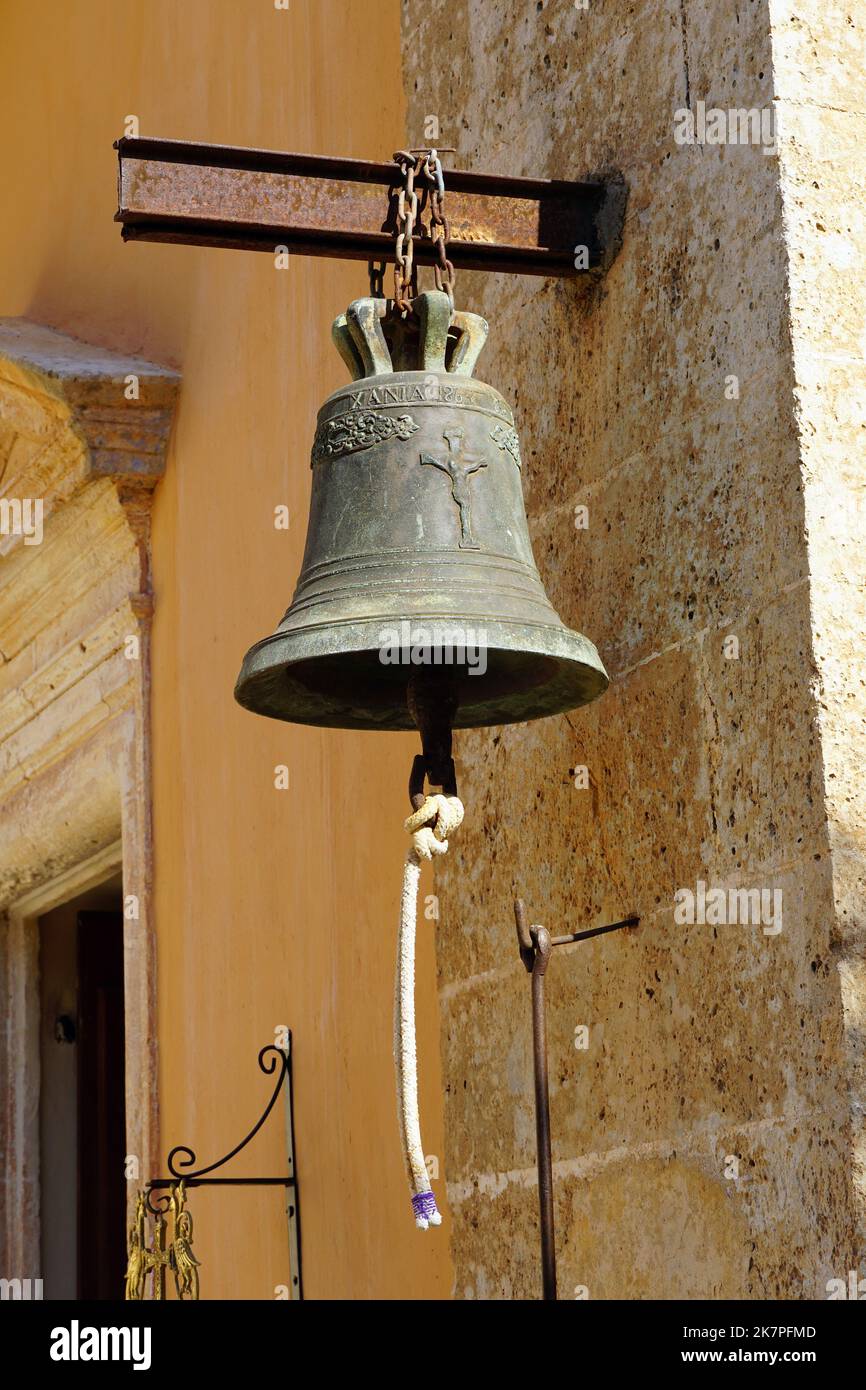 bell, Holy Trinity (Agia Triada) church, Agia Triada Monastery, Crete ...