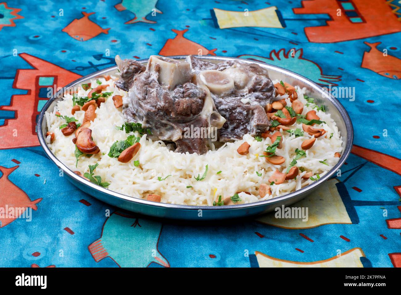 Mutton Cashew White Rice Biryani Stock Photo - Alamy