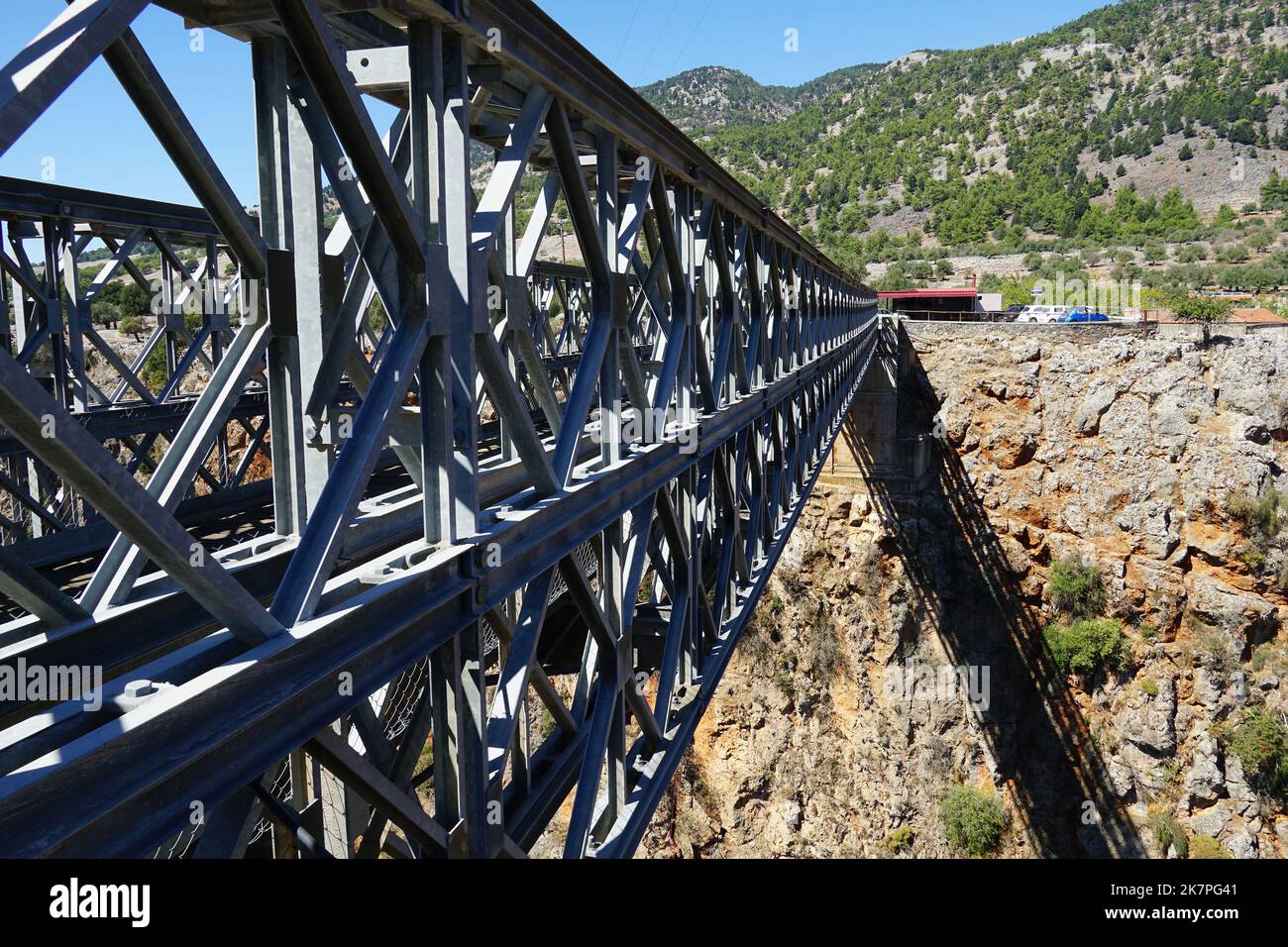 Aradena bridge, wooden bridge (Bailey bridge), Aradena village, Crete ...