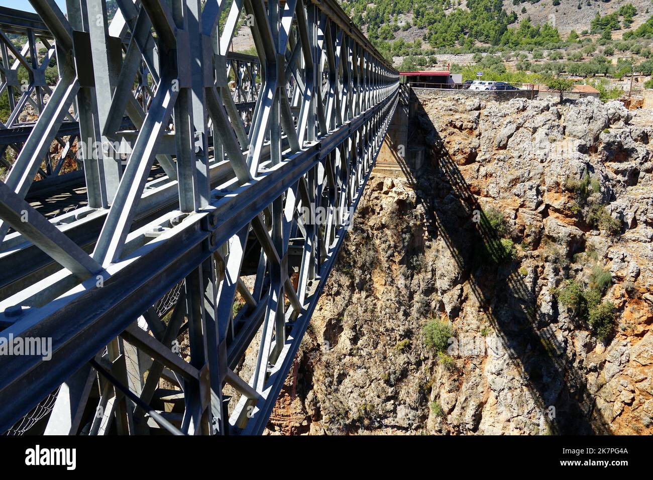 Aradena bridge, wooden bridge (Bailey bridge), Aradena village, Crete ...