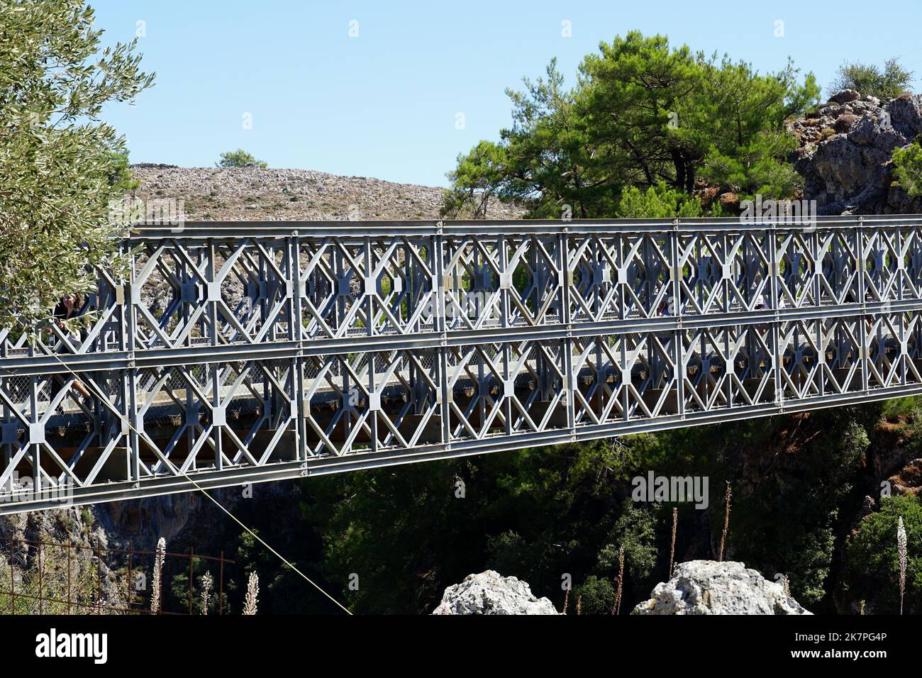 Aradena bridge, wooden bridge (Bailey bridge), Aradena village, Crete ...