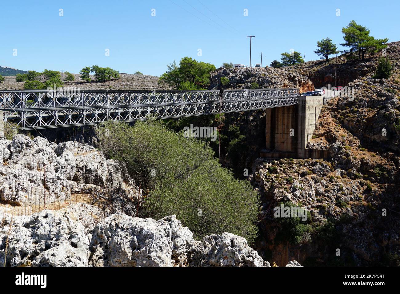 Aradena bridge, wooden bridge (Bailey bridge), Aradena village, Crete ...