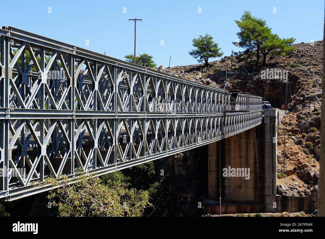 Aradena bridge, wooden bridge (Bailey bridge), Aradena village, Crete ...