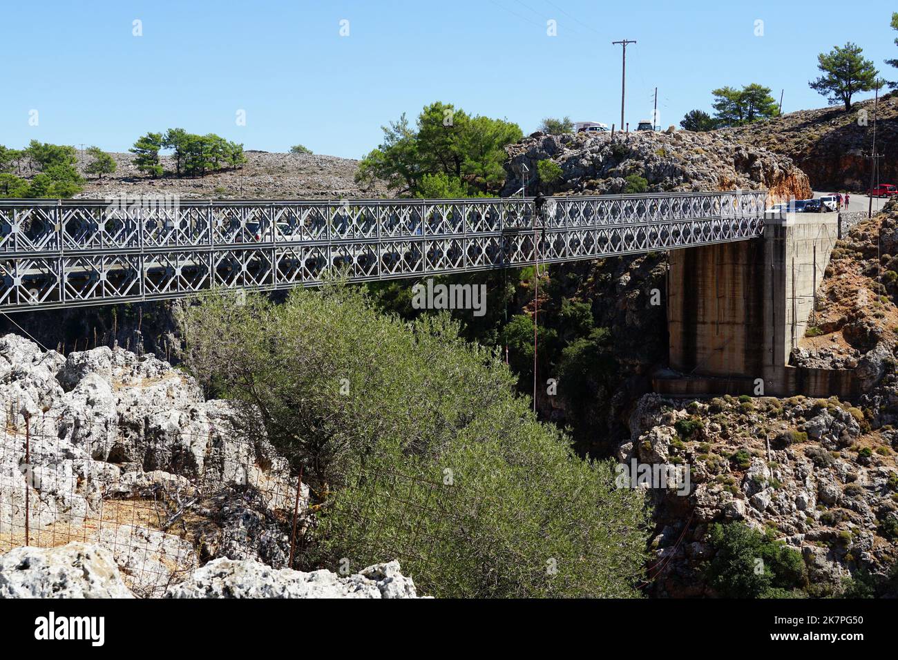 Aradena bridge, wooden bridge (Bailey bridge), Aradena village, Crete ...