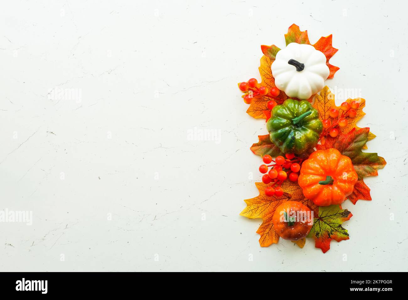 Fall autumn flat lay background. Pumpkins and fall leaves Stock Photo ...