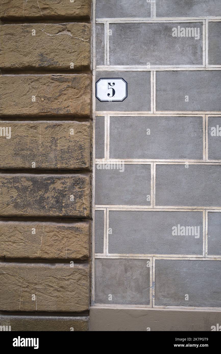 Building Detail Brickwork and Number 5Exterior facade entrance building ...