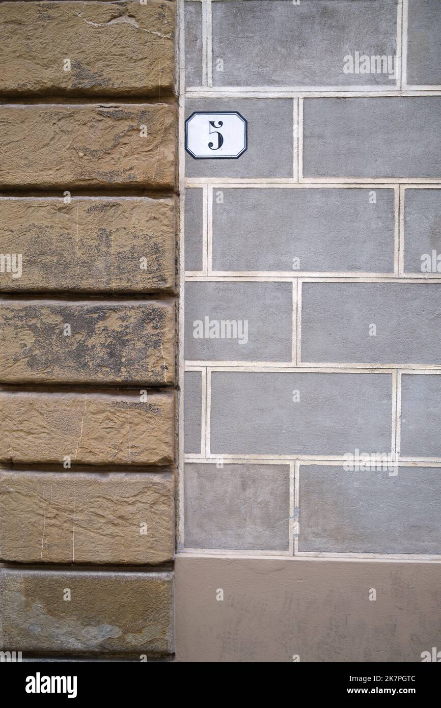 Building Detail Brickwork and Number 5Exterior facade entrance building ...