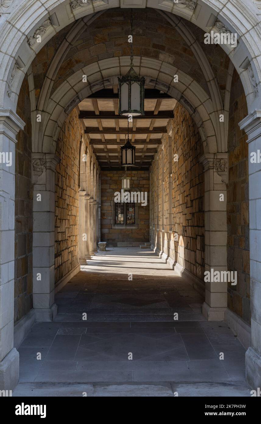 Exterior hallway on a college campus Stock Photo - Alamy
