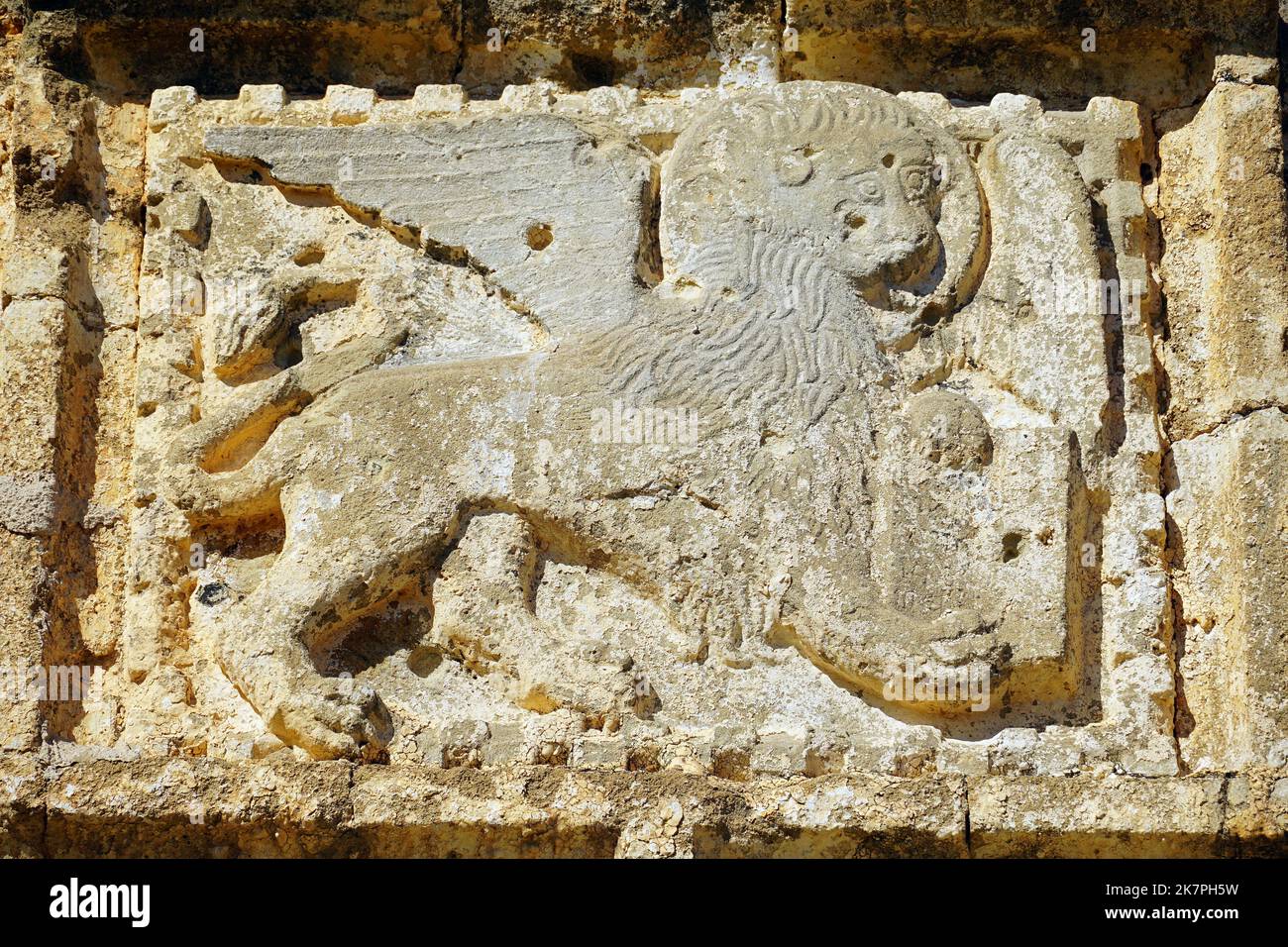 Venetian winged lion, Frangokastello Fortress, Crete, Greece, Europe ...