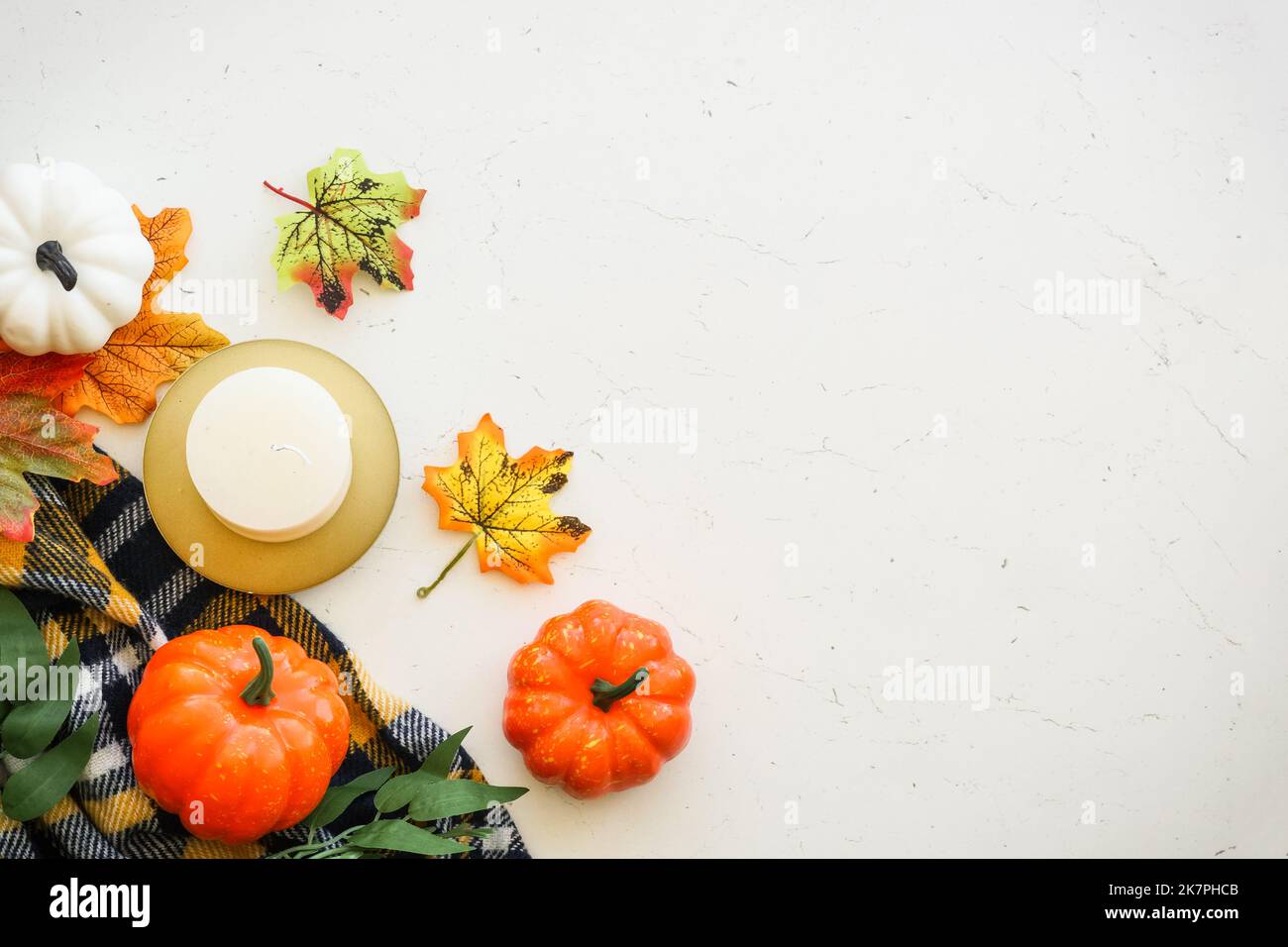 Autumn flat lay background with copy space at color paper Stock Photo ...