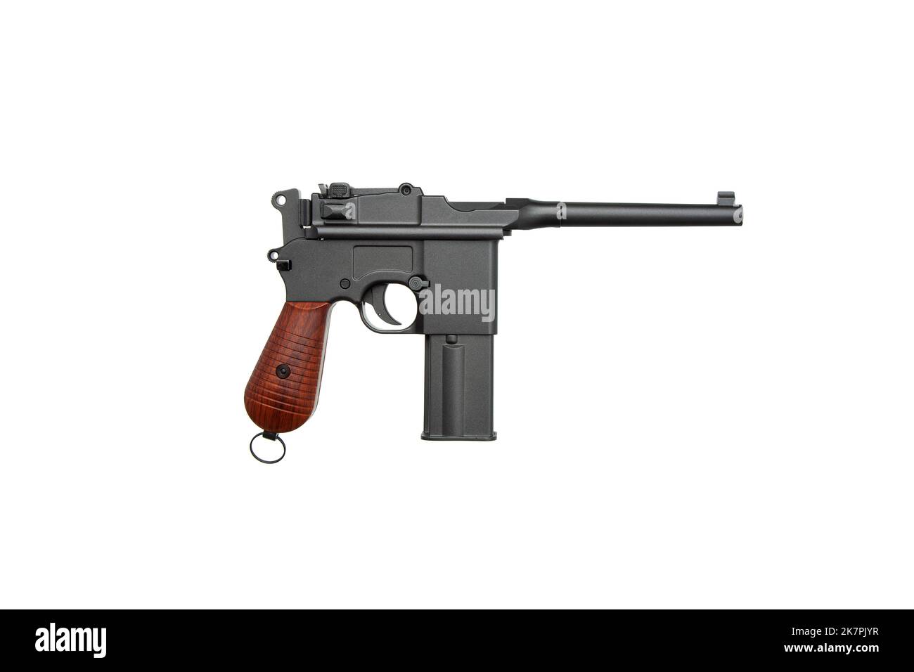 Vintage pistol with a wooden handle. gun isolated on white background ...