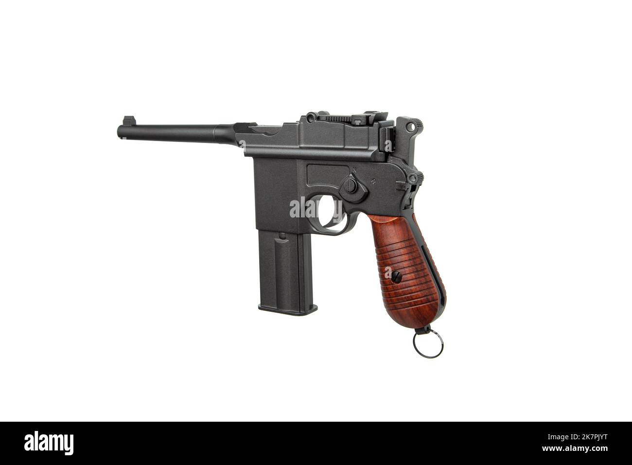 Vintage pistol with a wooden handle. gun isolated on white background ...