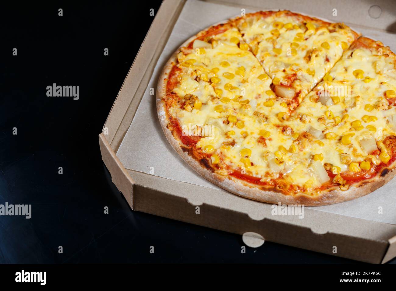 Italian pizza delivery. Delicious oven baked pizzeria dish with ...