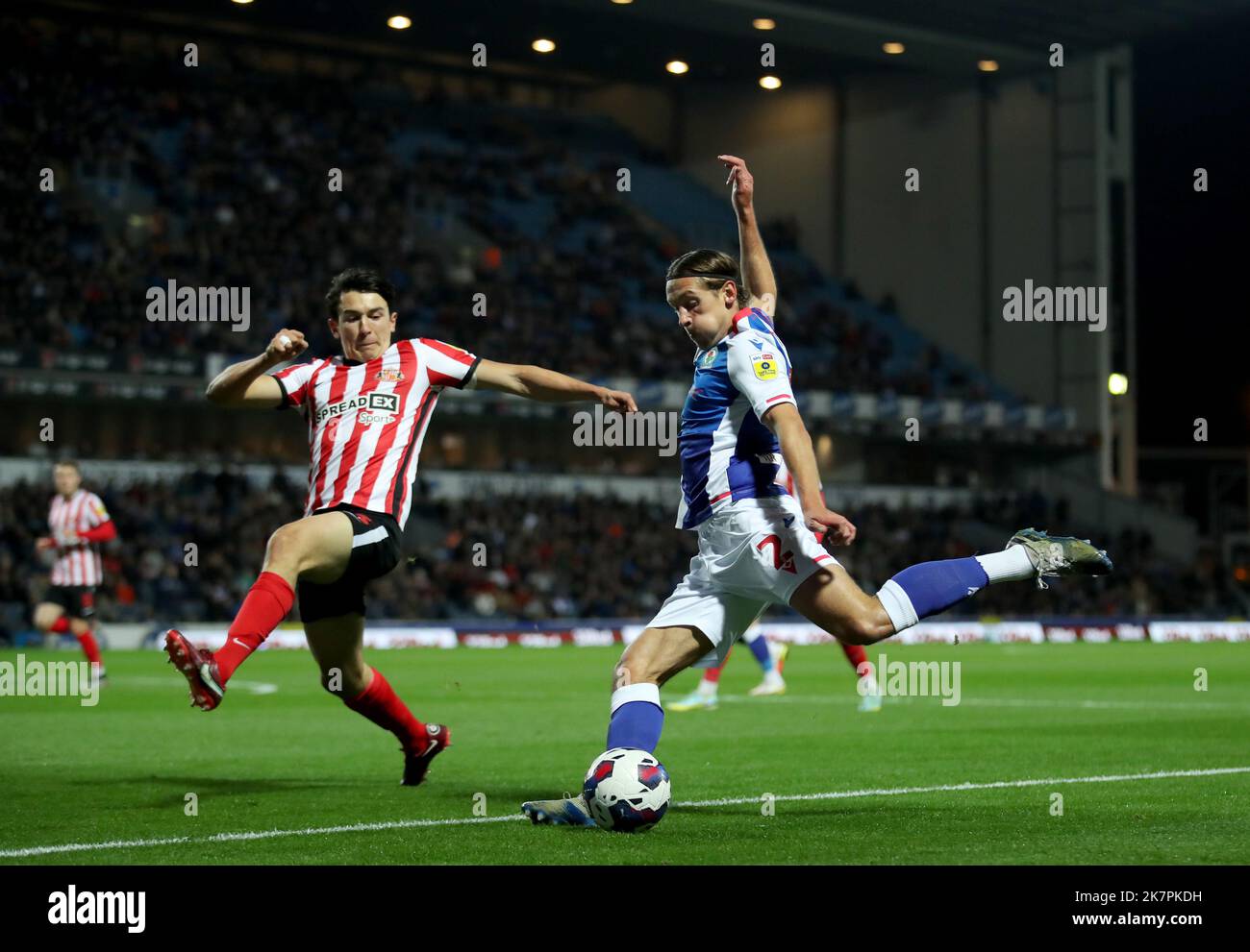 Blackburn Rovers' Callum Brittain crosses the ball in past Sunderland's ...