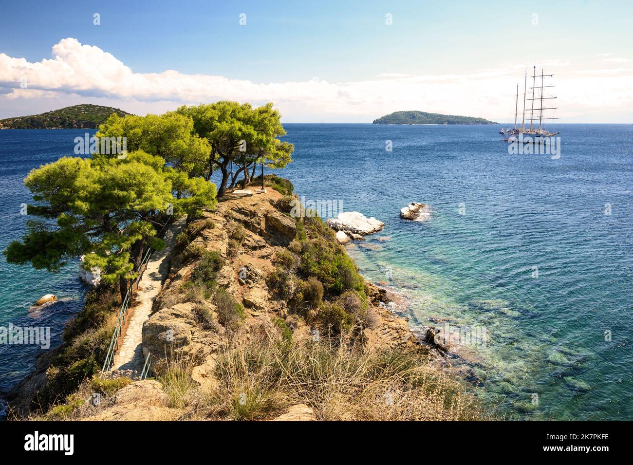 Clipper style cruise ship off Skiathos Stock Photo - Alamy