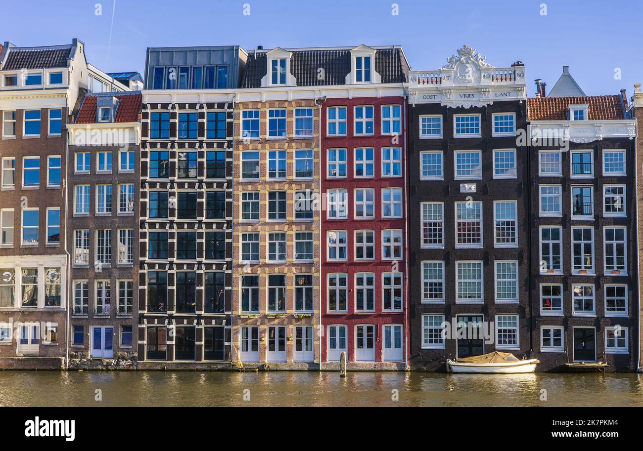 Canal front buildings in Amsterdam, Netherlands Stock Photo - Alamy
