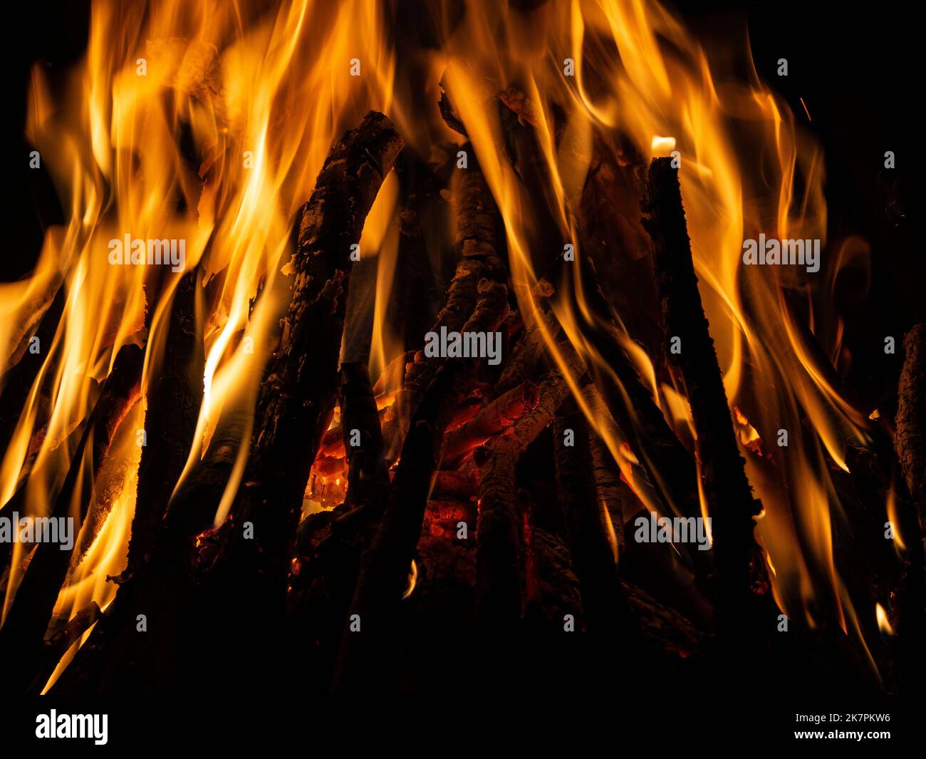 orange bonfire flames at night Stock Photo - Alamy