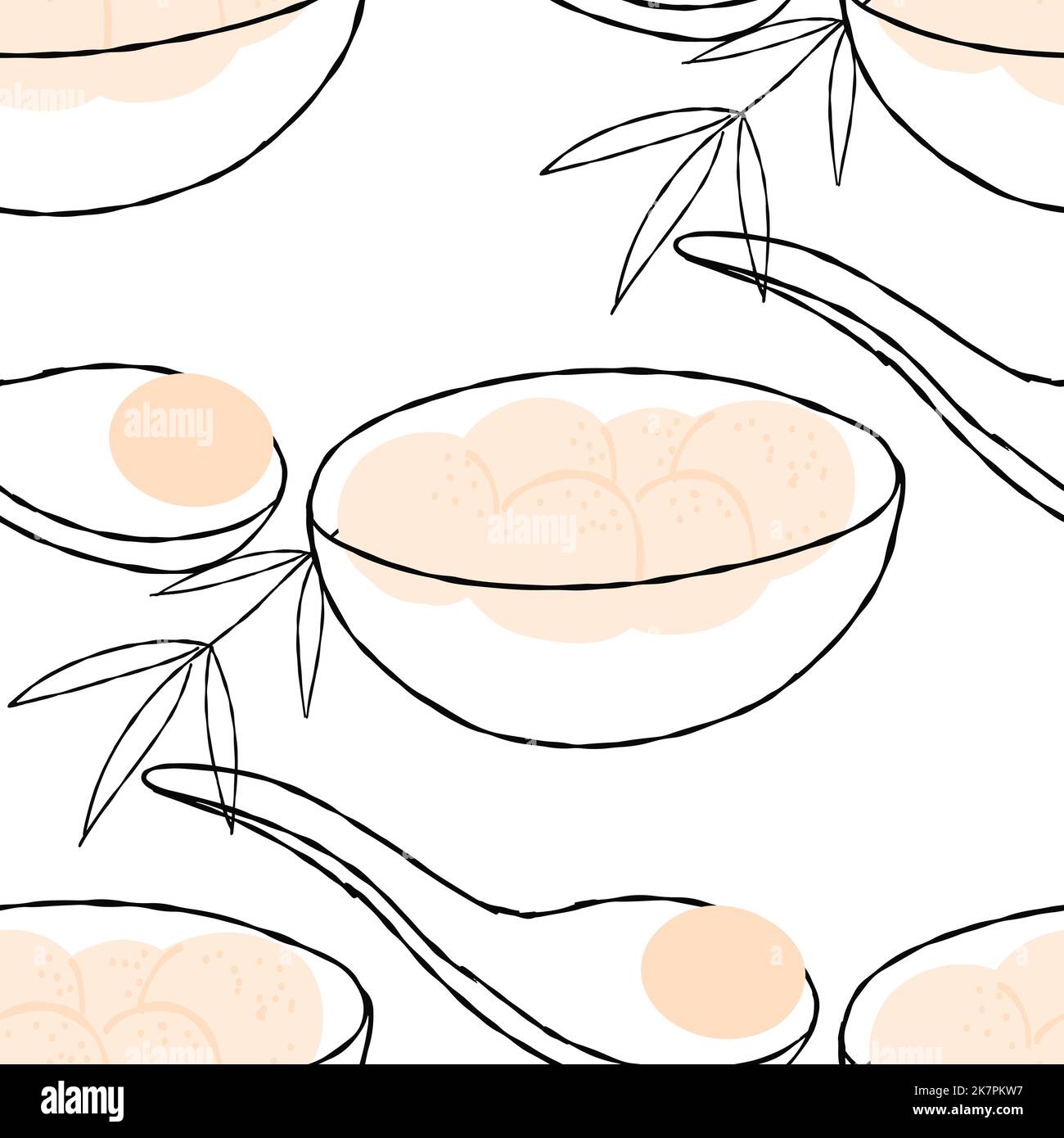 Seamless pattern with Glutinous rice balls illustration on white ...