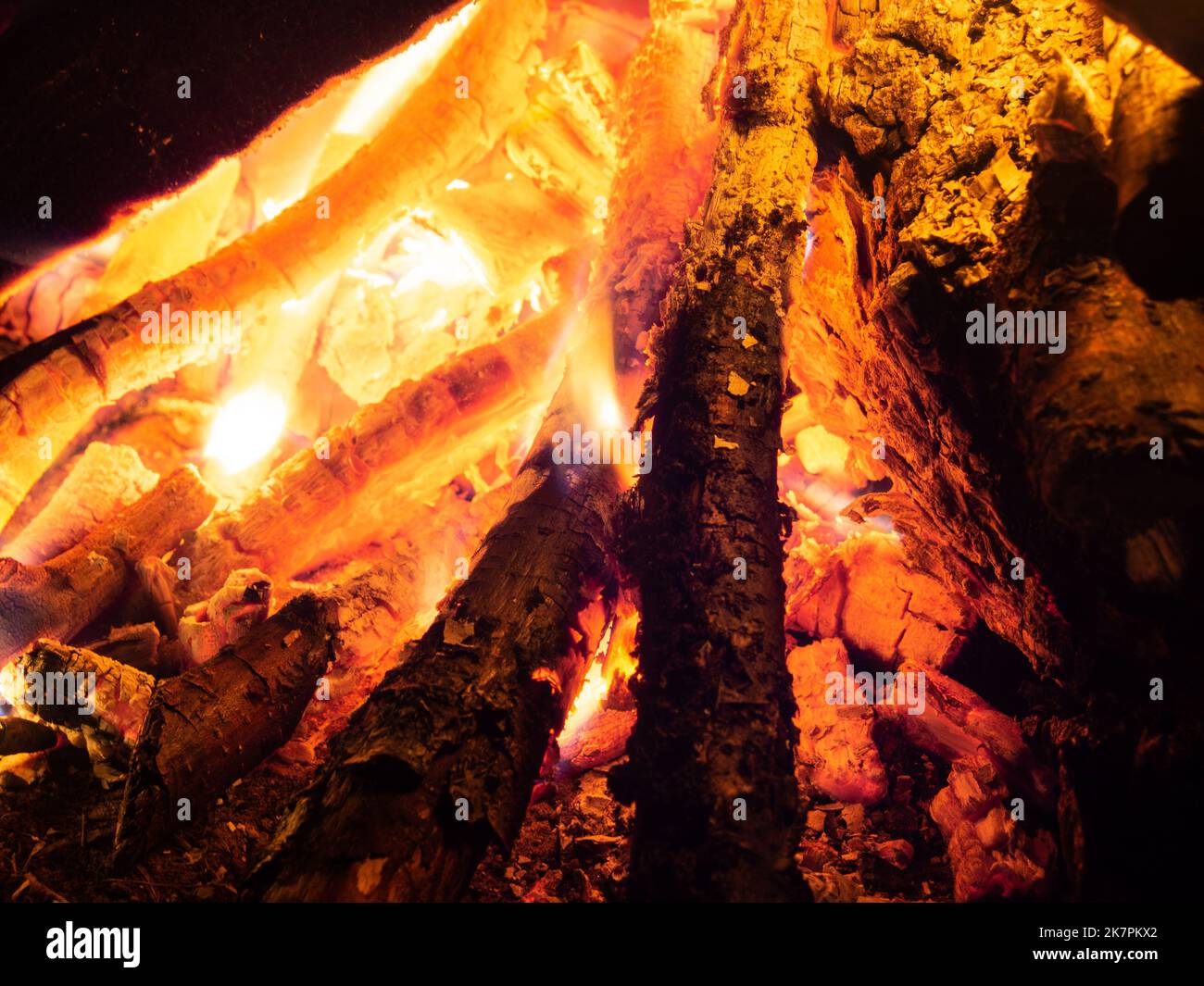 orange bonfire flames at night Stock Photo - Alamy