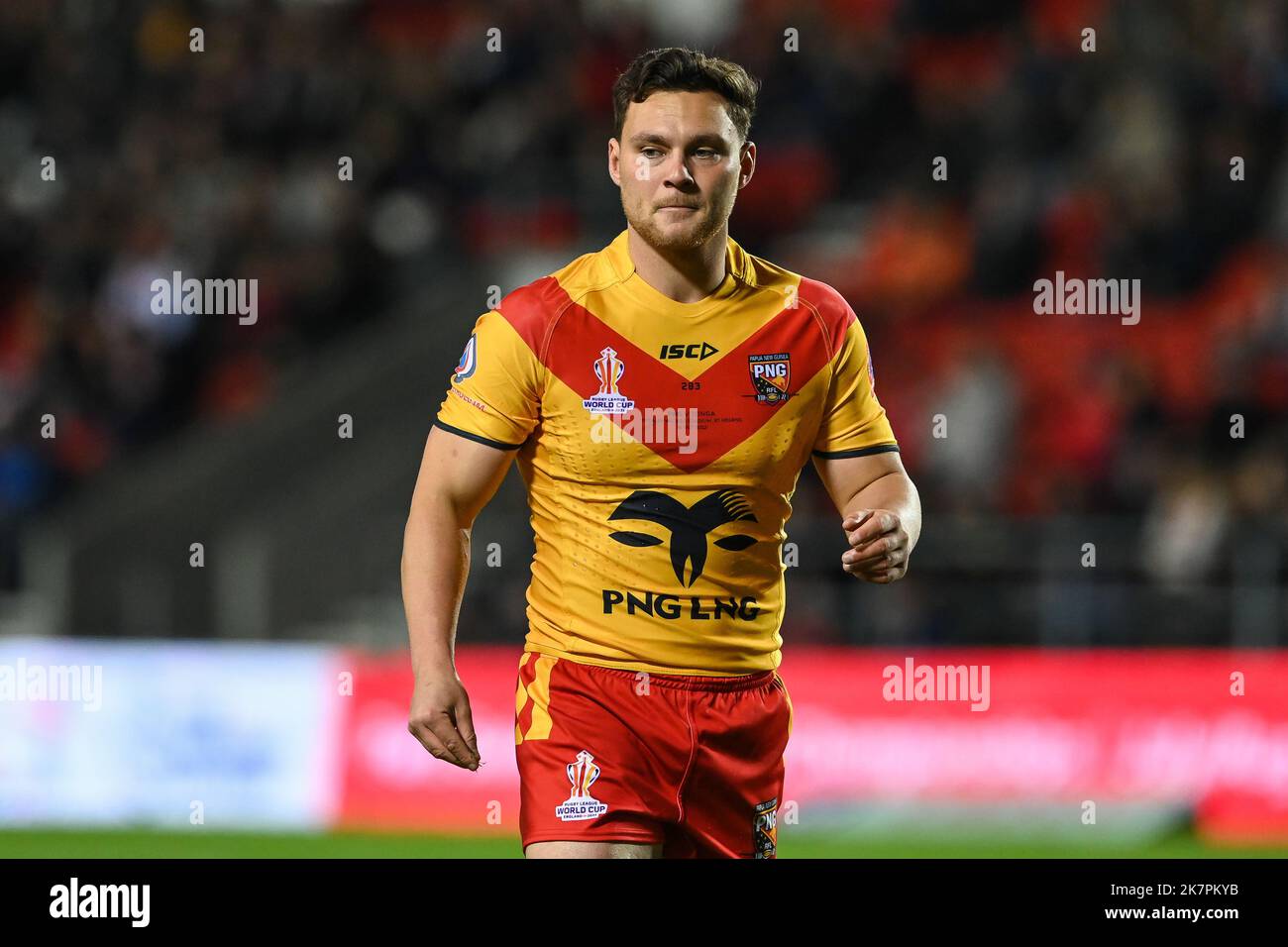 St Helens, UK. 18 October, 2022. Lachlan Lam of Papua New Guinea during ...