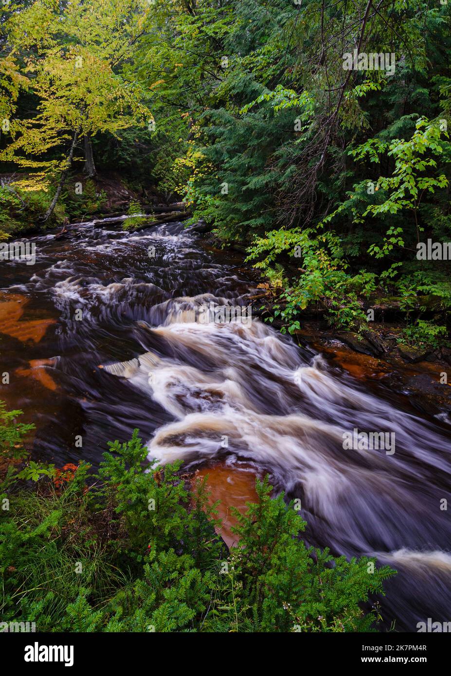 The Hurricane River rapids speed water towards Lake Superior just a few ...