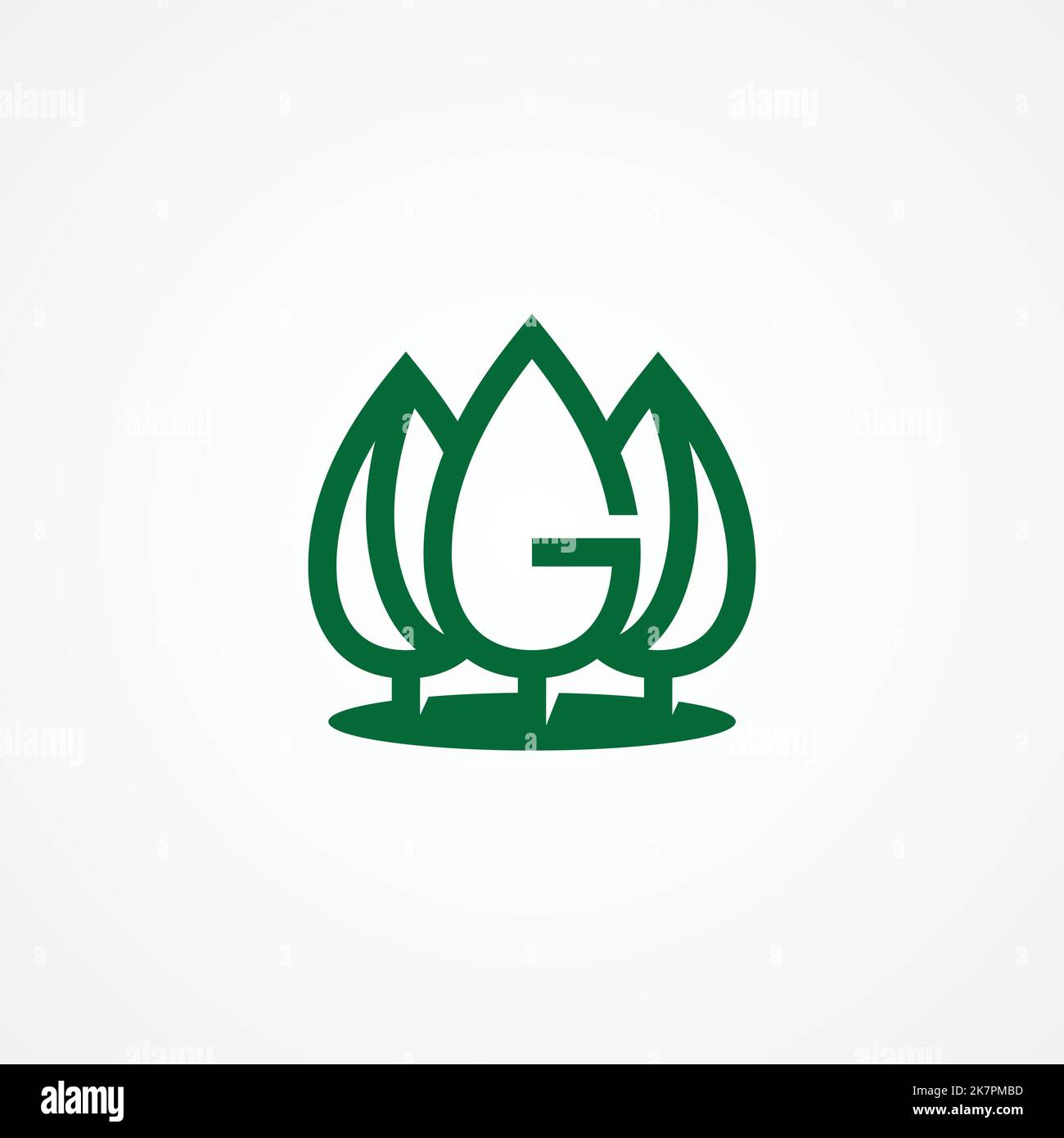 Pine tree shaped letter G with green color. Vector illustration EPS.8 ...