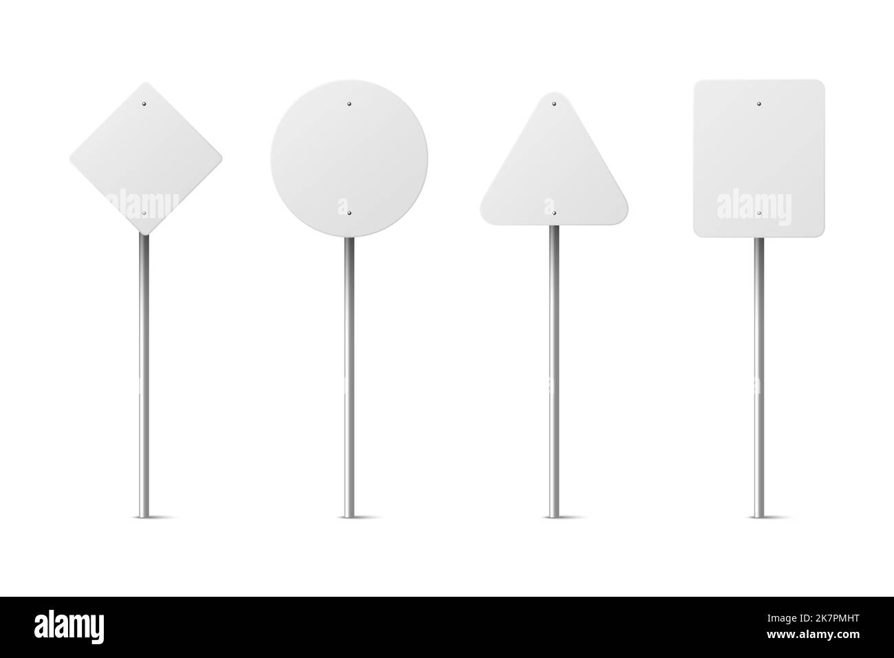 Vector White Warning, Danger Stop Sign in Full Length Icon Set Isolated ...