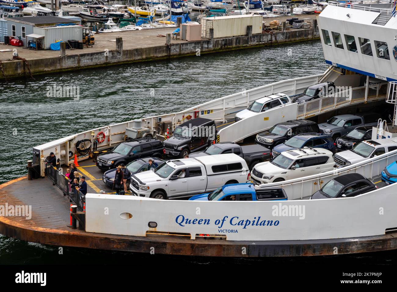 A ferry, the Queen of Capilano, enters Horseshoe Bay Ferry Terminal ...