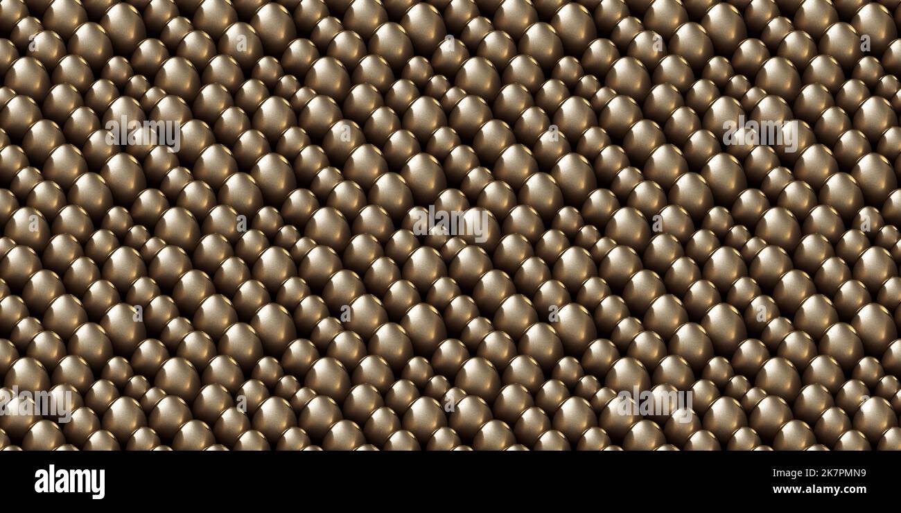 Lots of shiny golden Easter eggs, texture background, 3d illustration ...
