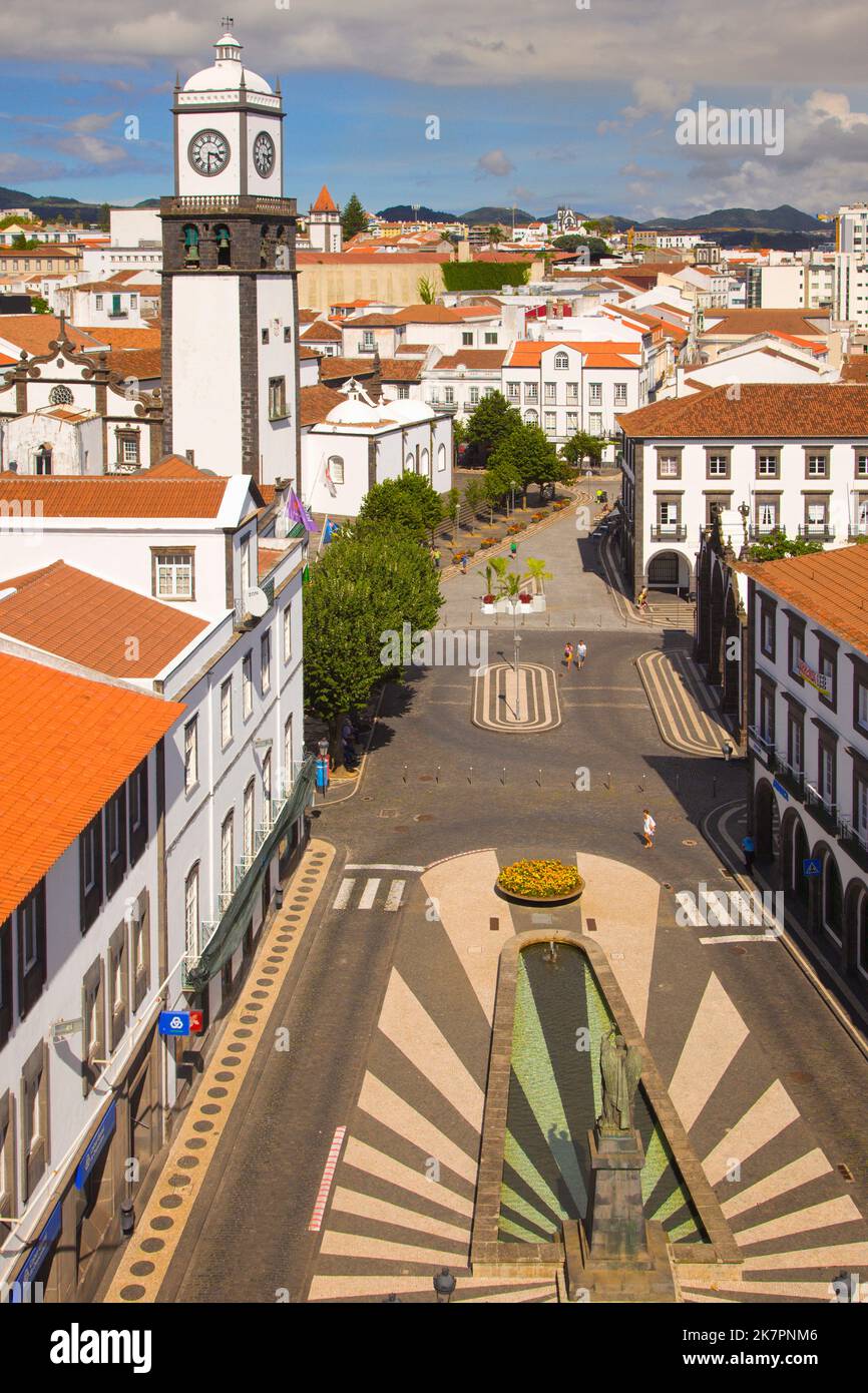 Portugal, Azores, Sao Miguel Island, Ponta Delgada, Praca do Municipio ...