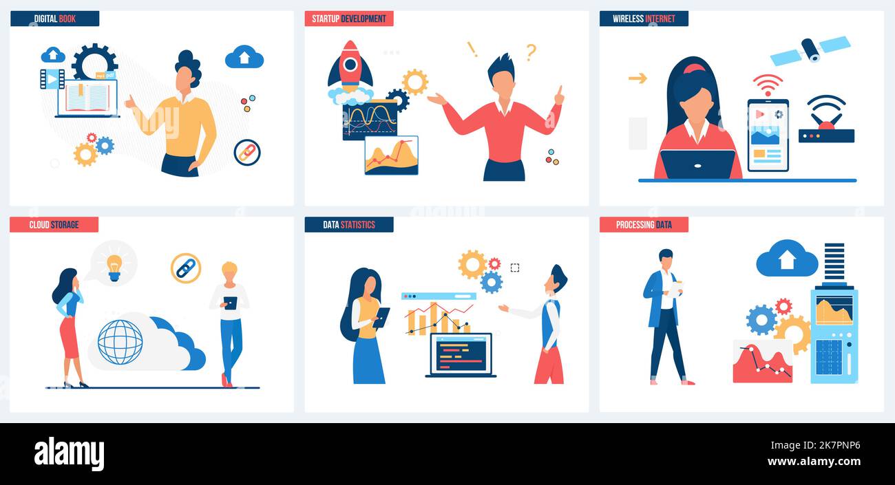 Cartoon illustration diagram communication network hi-res stock ...