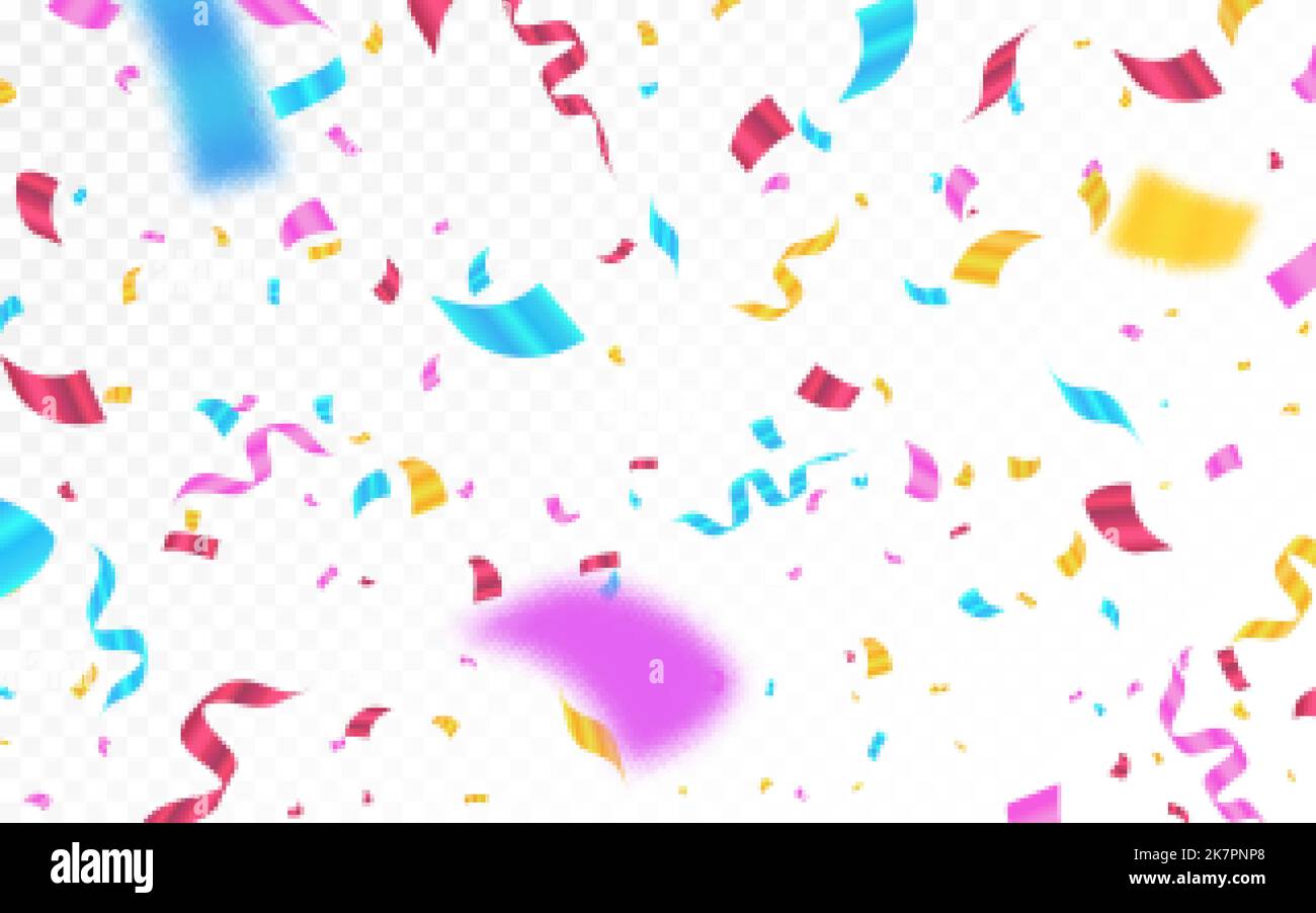 Confetti background. Falling color serpentine. Defocused falling ...