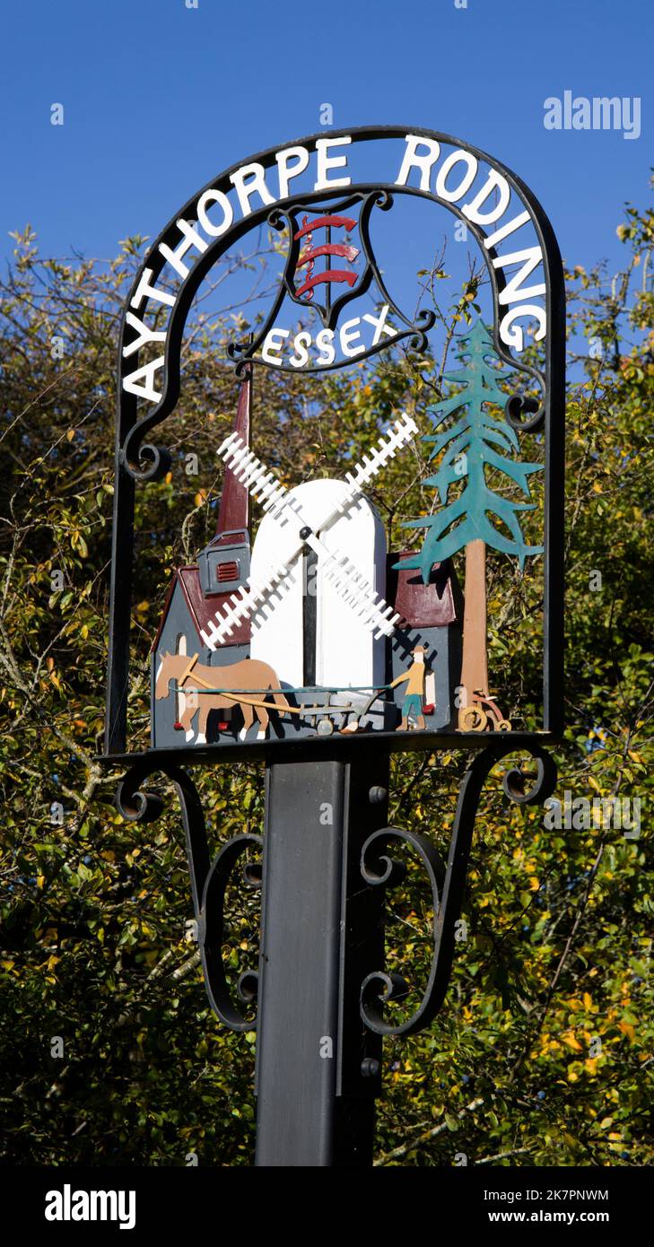 Aythorpe Roding Village Name Sign The Rodings Essex Stock Photo - Alamy