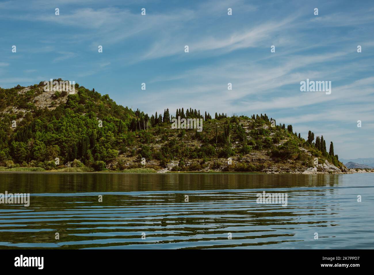 Amazing view of Skadar Lake and beautiful mountains on a sunny morning ...