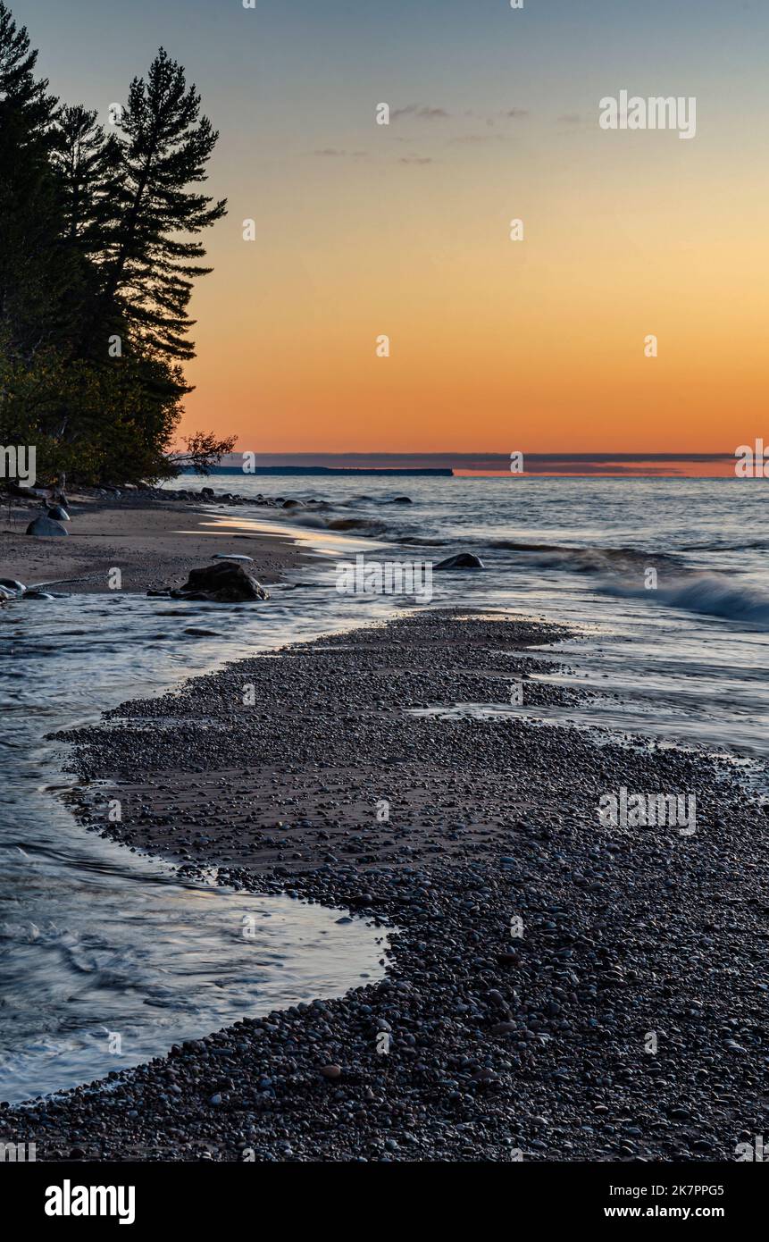 The Hurricane River flows out of the forest and into Lake Superior ...