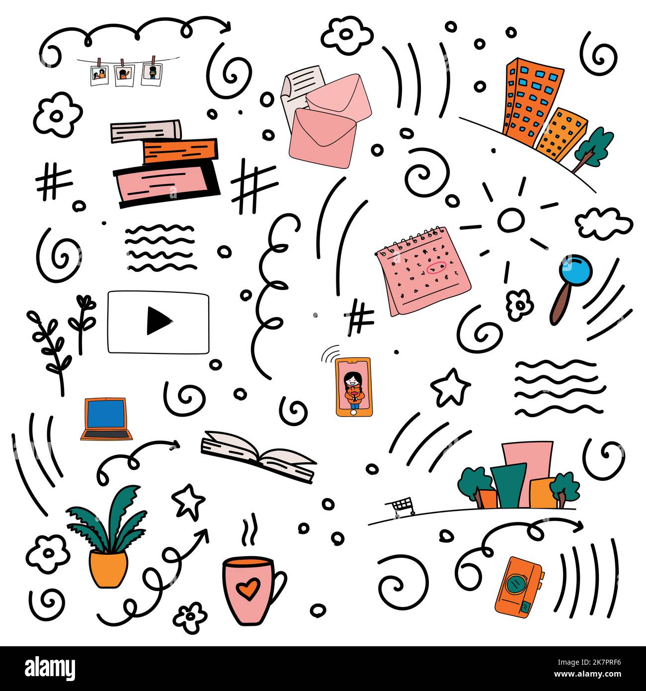 Cute set sketch computer Cut Out Stock Images & Pictures - Alamy