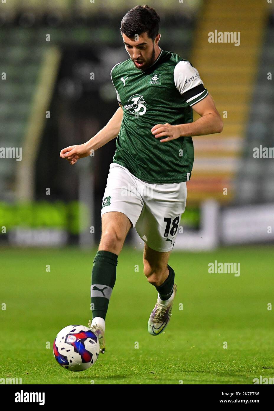 Plymouth Argyle midfielder Finn Azaz (18) during the Papa John's Trophy ...