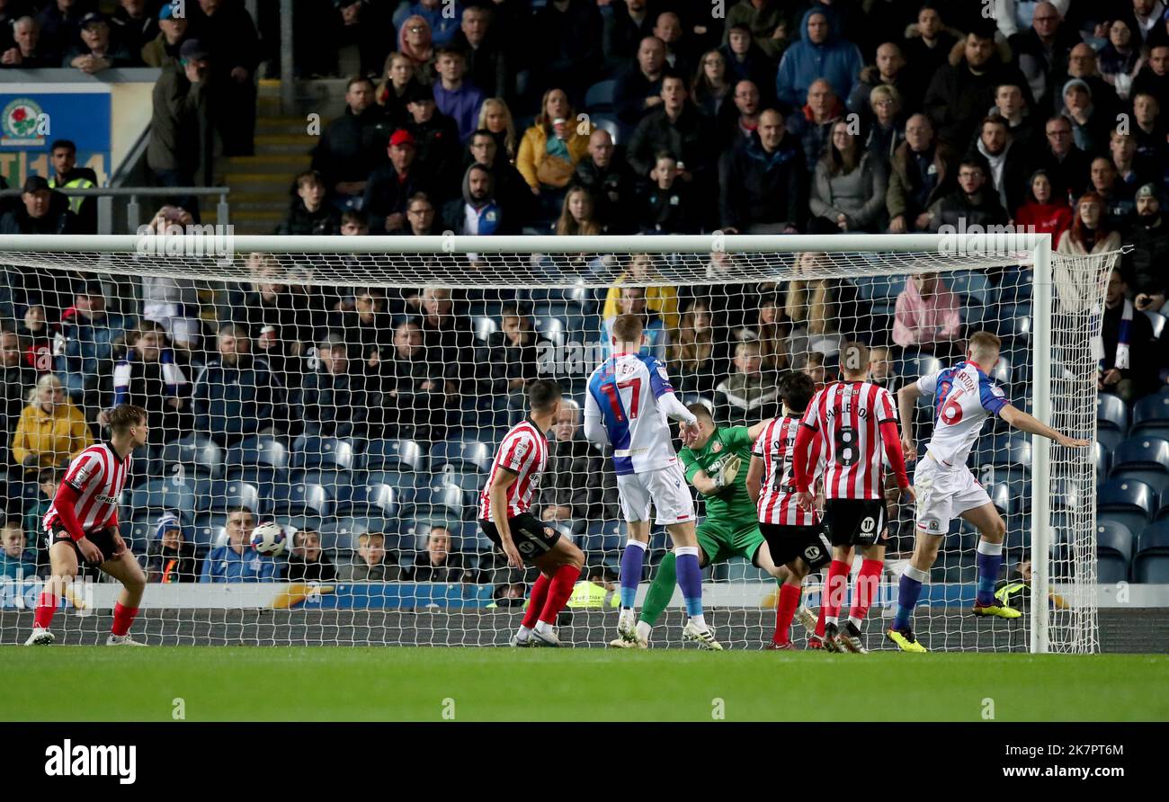 Blackburn Rovers' Scott Wharton (right) scores his side second goal ...