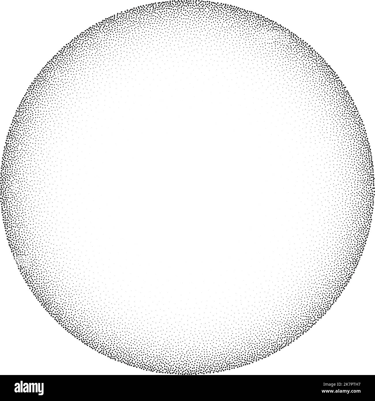 Grain circle gradient. Stippled round shape. Radial stochastic dotwork ...
