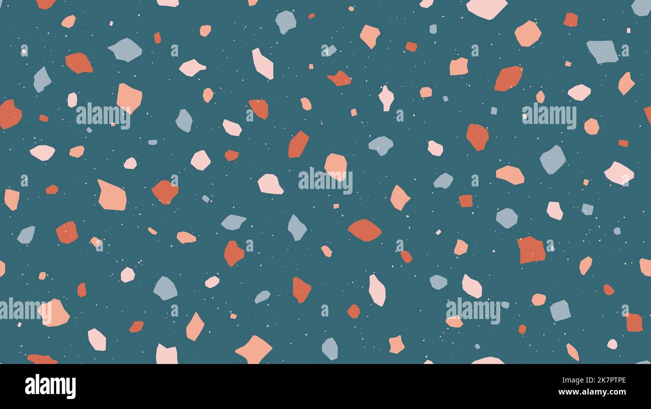 Terrazzo seamless pattern. Repeating floor texture. Green mosaic ...