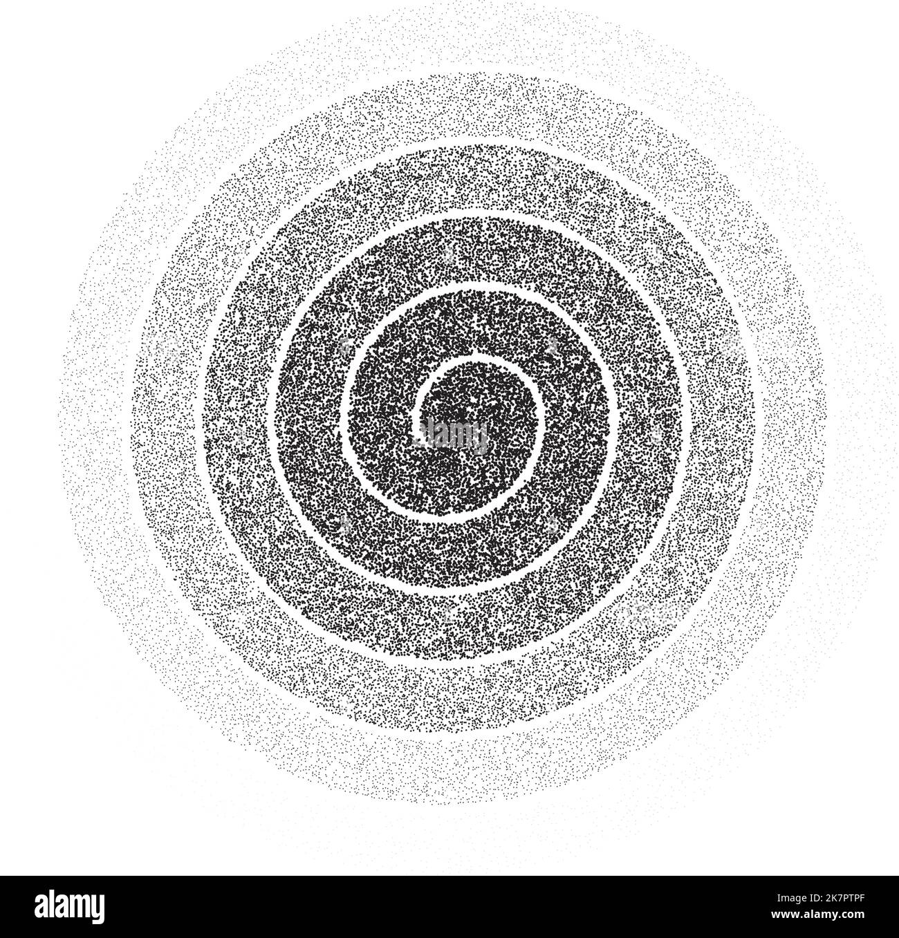 Dotted spiral shape. Stippled thin helix. Sand grain texture swirl or ...