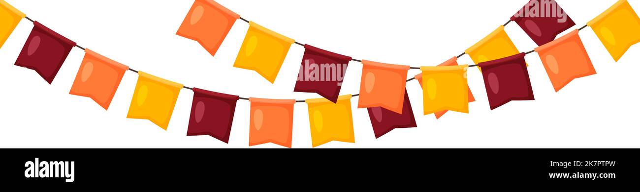 Thanksgiving bunting. Orange, red and yellow flag garland. Autumn ...