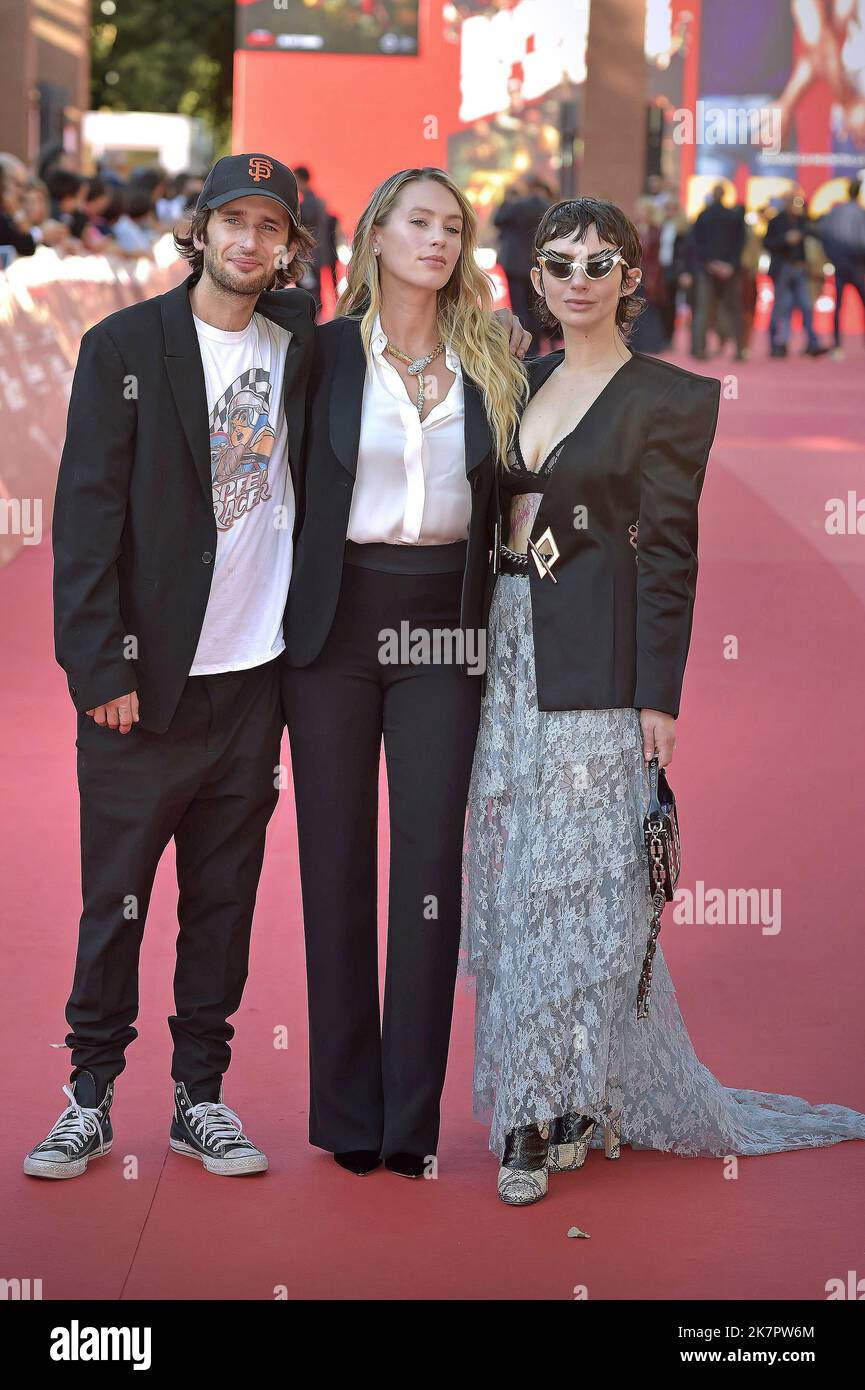 Rome, Italy. 18th Oct, 2022. Hopper Penn, Dylan Penn and Zoë Bleu Sidel attend the red carpet ...