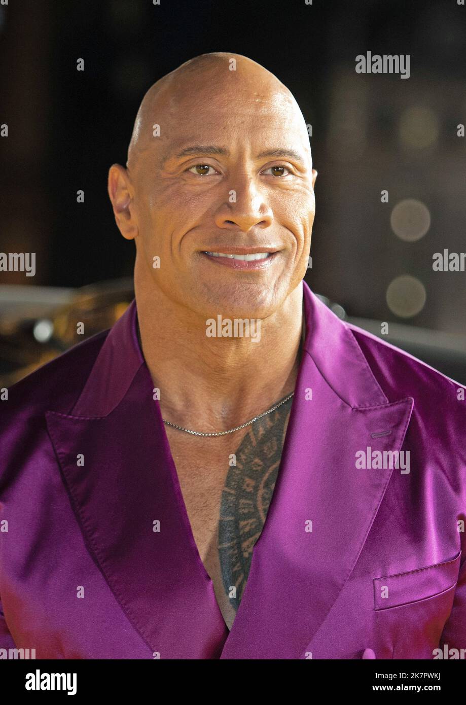 Dwayne Johnson attending the UK premiere of Black Adam at Cineworld ...