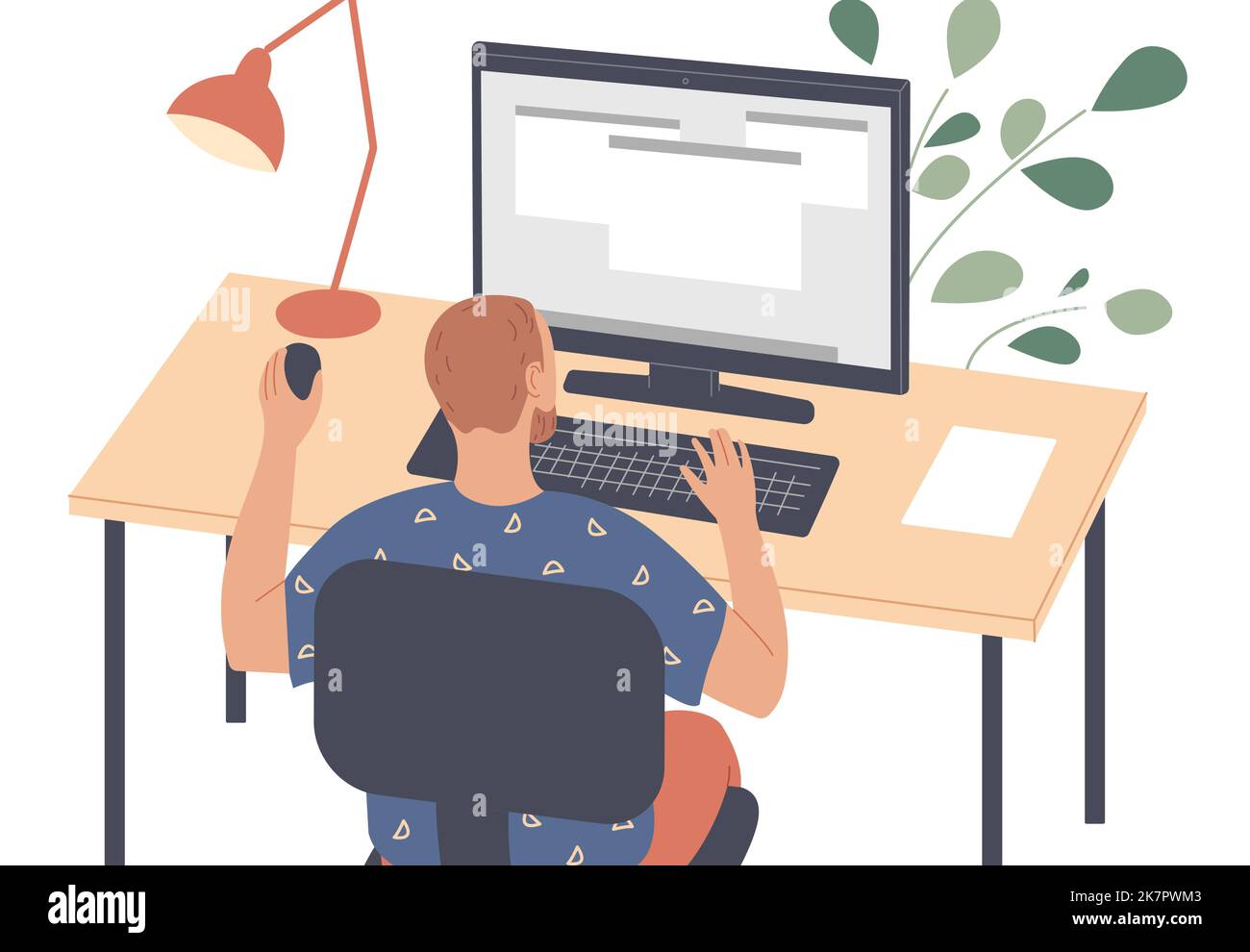Man sitting behind his desk Stock Vector Images - Alamy