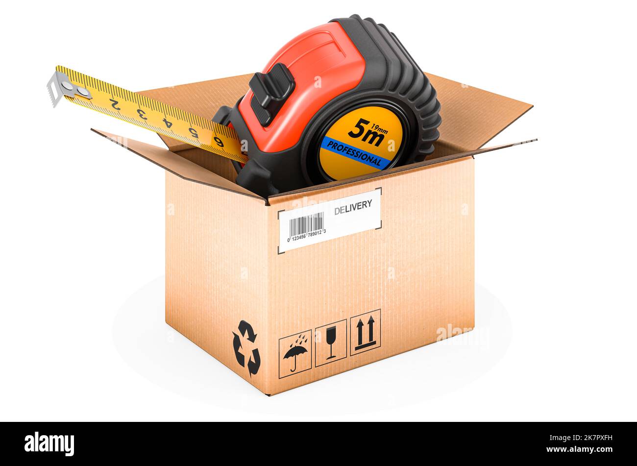 Parcel with tape measure, 3D rendering isolated on white background ...